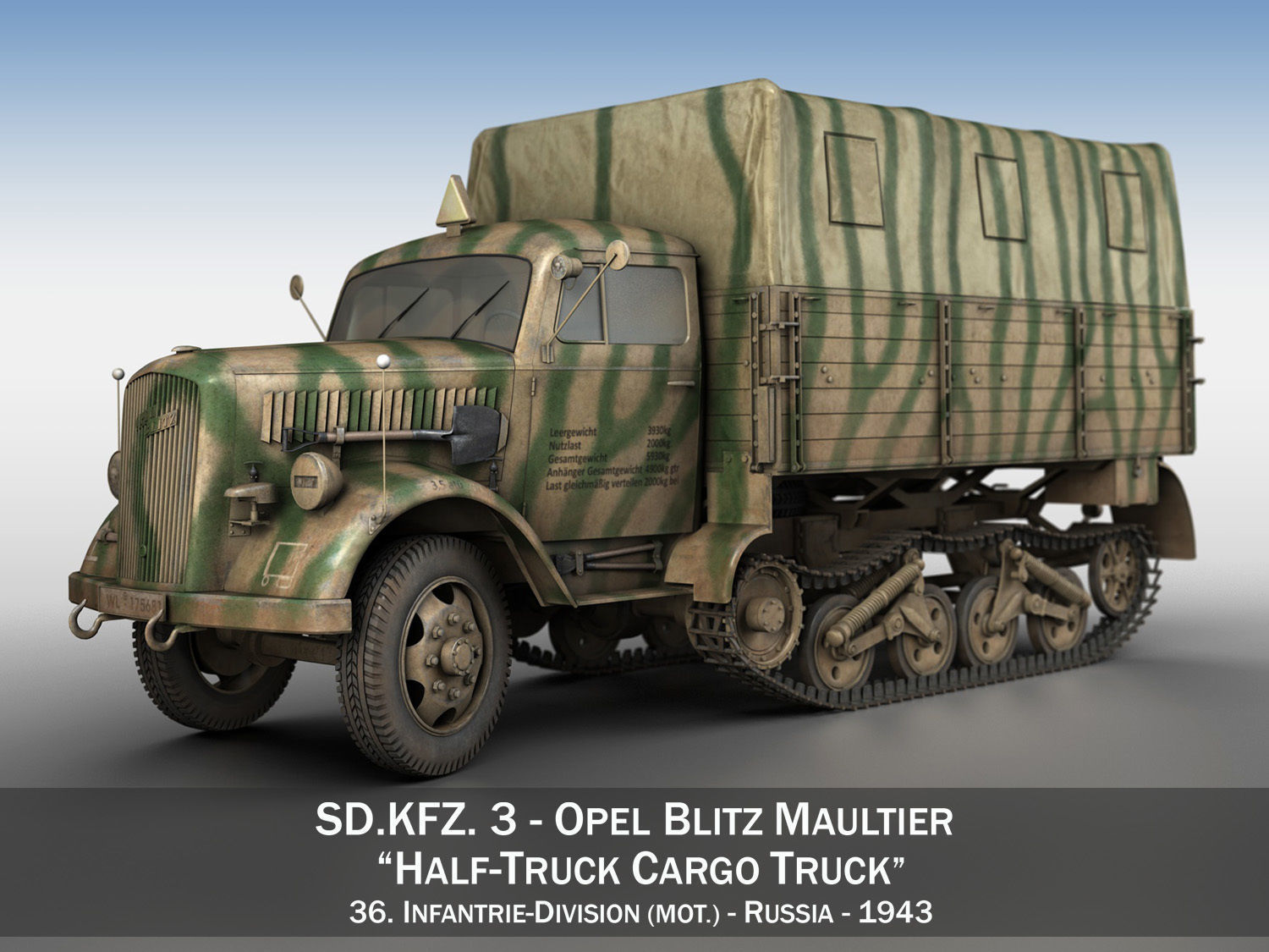 Opel Blitz Maultier - Half-Truck - 36 3D model
