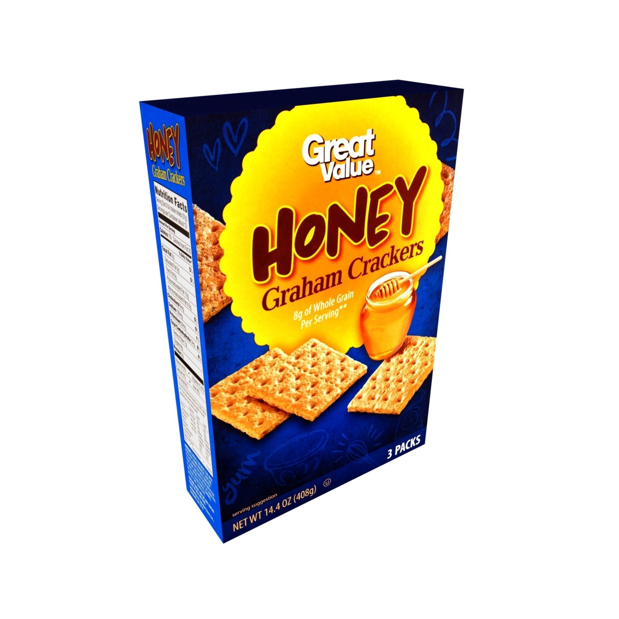 3D model Great Value Honey Graham Crackers 3 Packs 14 oz VR / AR / low-poly | CGTrader