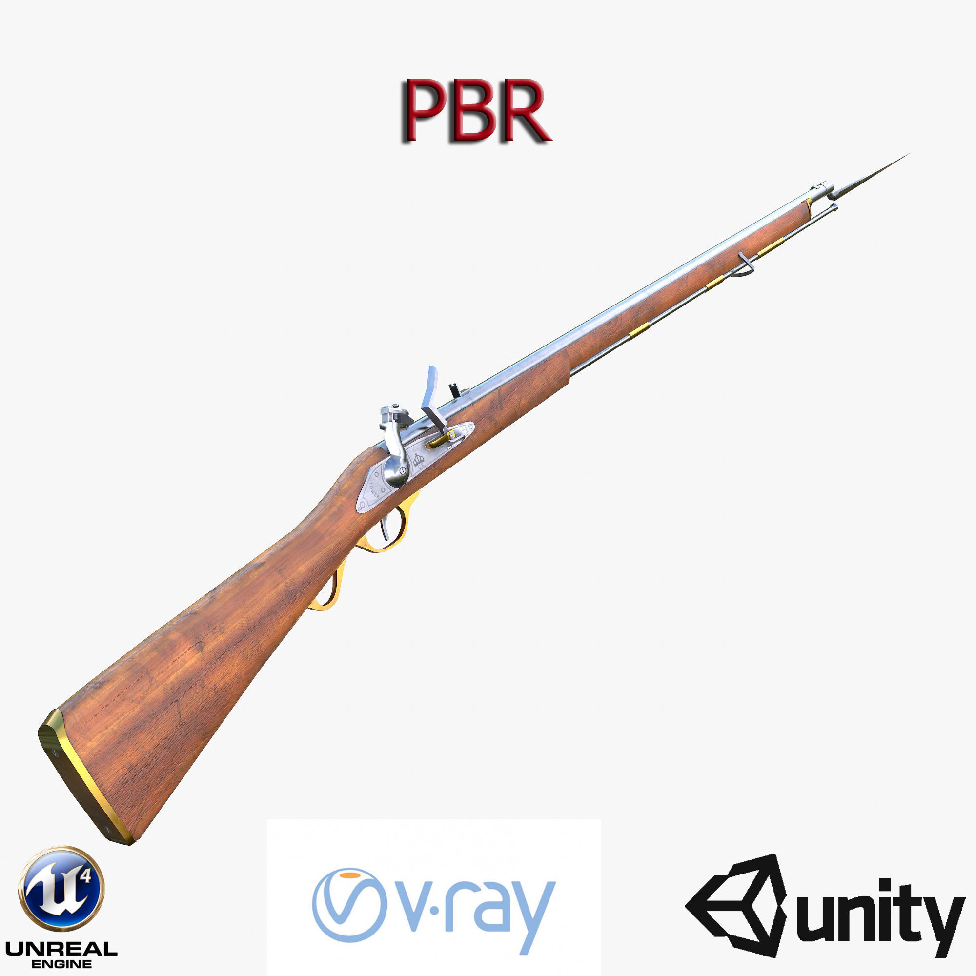 3D asset English musket FPS Brown Bess | CGTrader