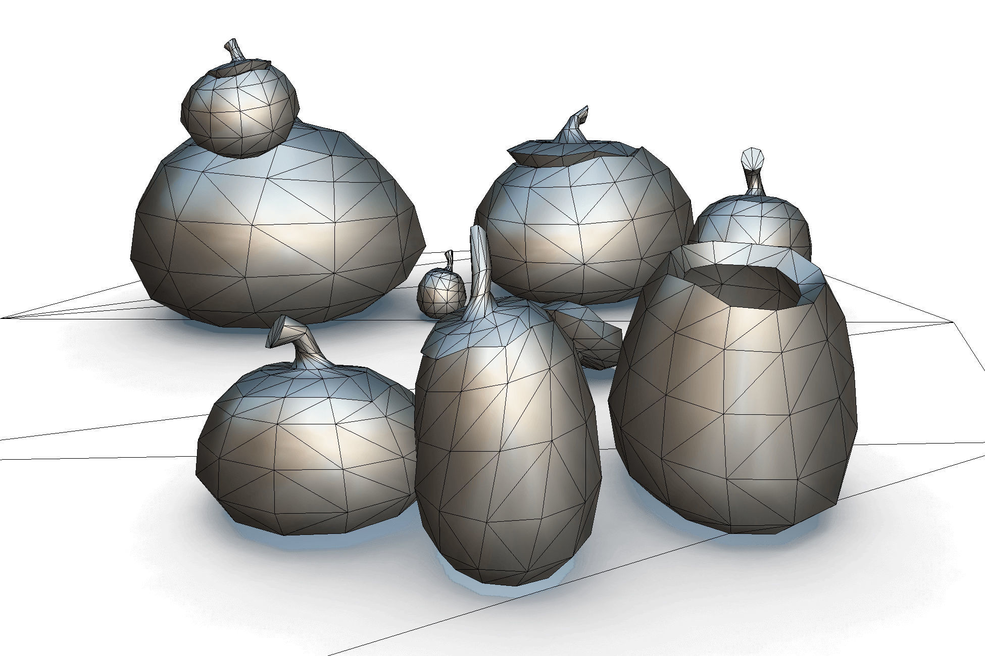 3D model Halloween Pumpkins - Low Poly Hand Painted VR / AR / low-poly ...