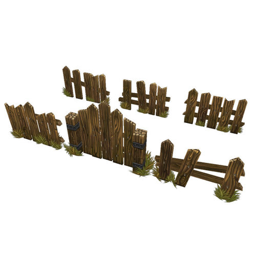 3D model Fence Set 03 - Low Poly Hand Painted VR / AR / low-poly | CGTrader