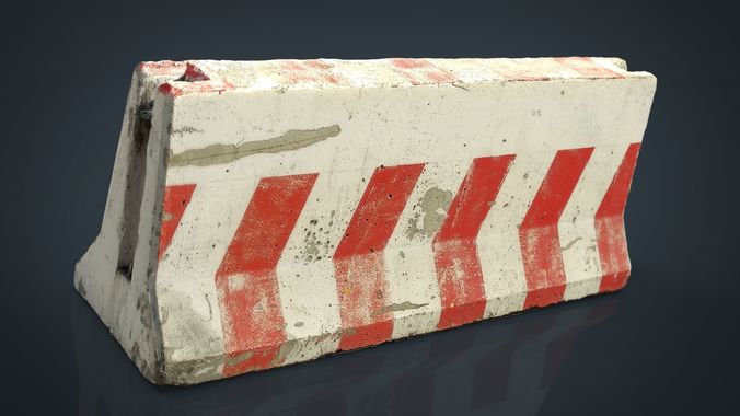 3D model RoadBlock concrete barrier with stripes VR / AR / low-poly ...