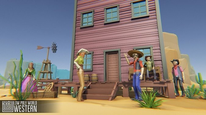 3D model LOW POLY WORLD - WESTERN VR / AR / low-poly rigged | CGTrader