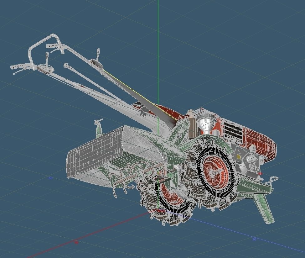 Cultivator and Tractor and Carts 1side update 3D model | CGTrader
