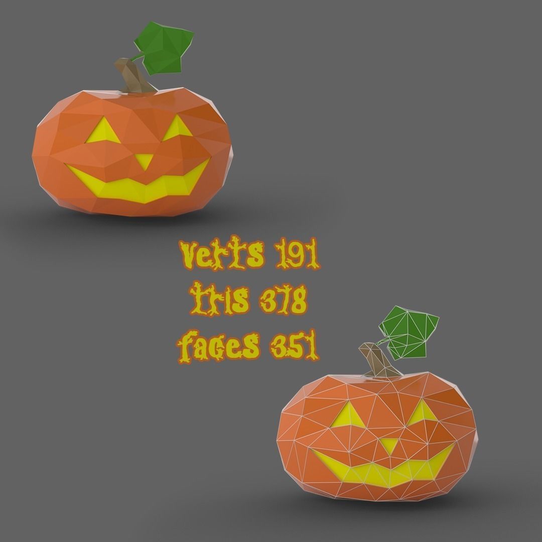 Halloween Pumpkin Low Poly 3D model 3D printable | CGTrader