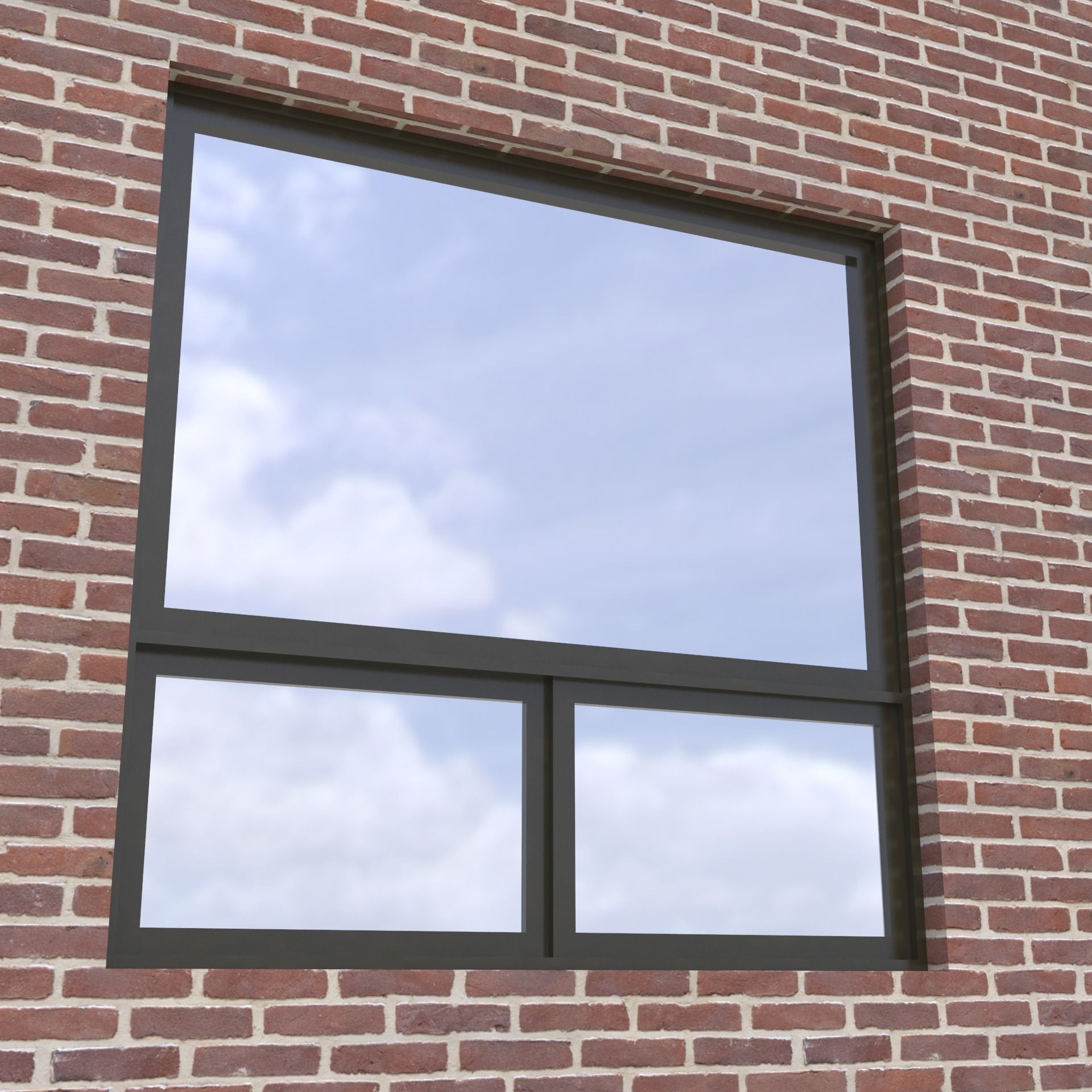 Modern architectural window fixed with bottom 3D model 1