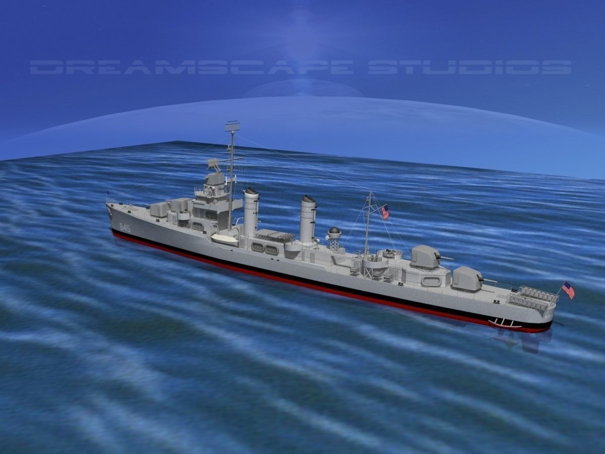 Gleaves Class Destroyer USS Stevenson 3D model rigged | CGTrader