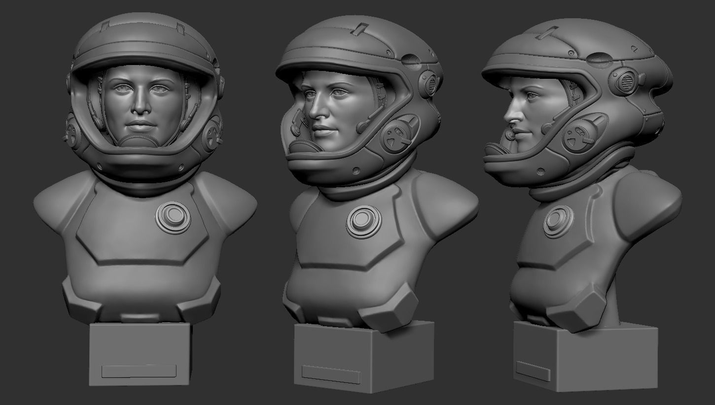 Astronaut Girl Bust 3D model 3D printable | CGTrader