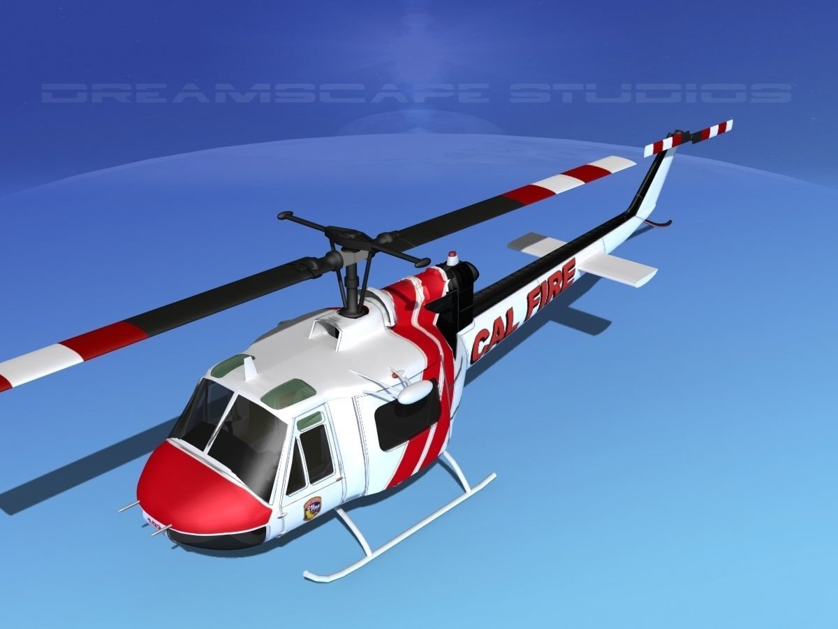 Bell 205 CALFire 3D model animated rigged | CGTrader