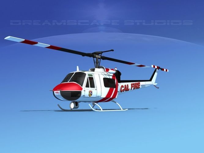 Bell 205 CALFire 3D model animated rigged | CGTrader