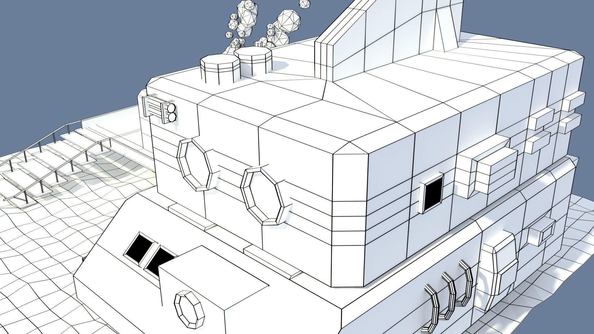 3D model Low Poly Cartoony Sci Fi Building 3 VR / AR / low-poly | CGTrader