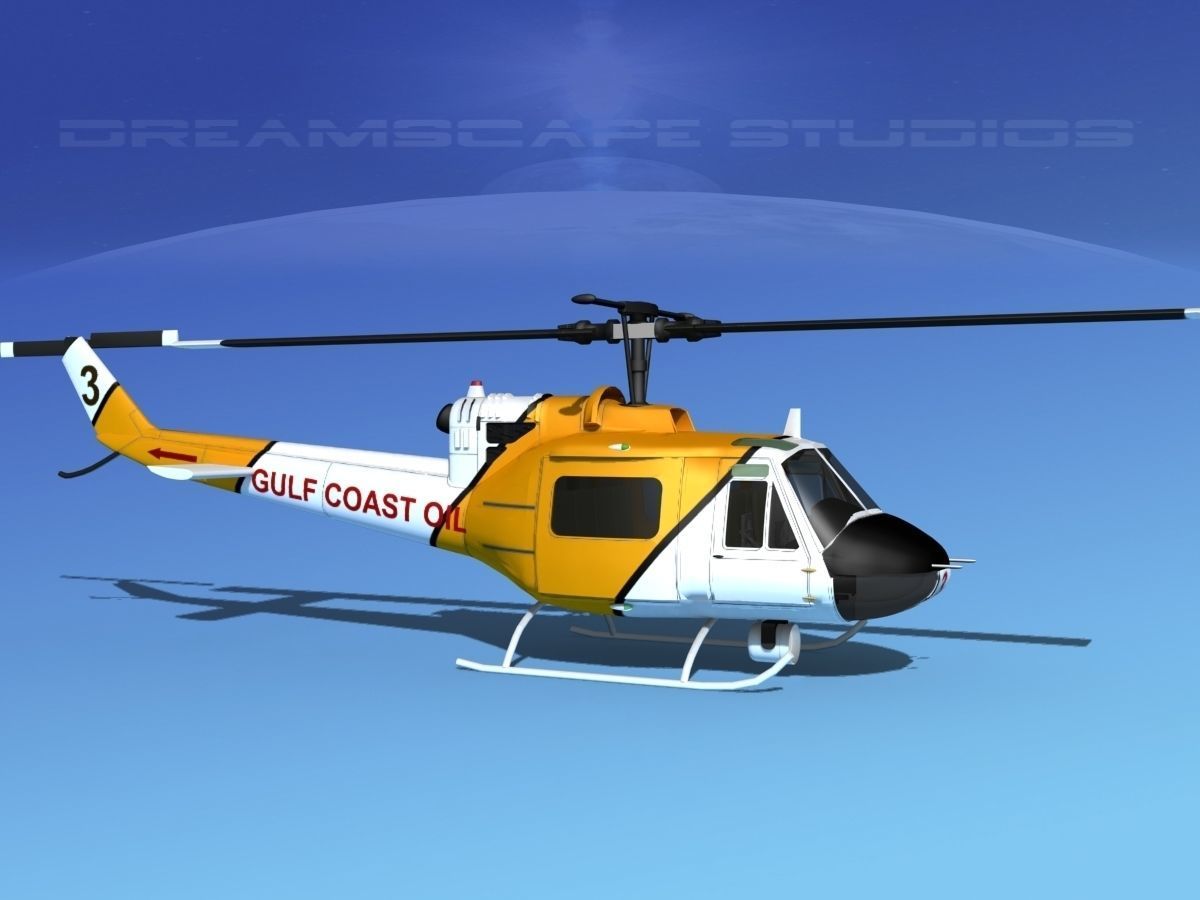 Bell 204 Gulf Coast Oil 3D model animated rigged | CGTrader