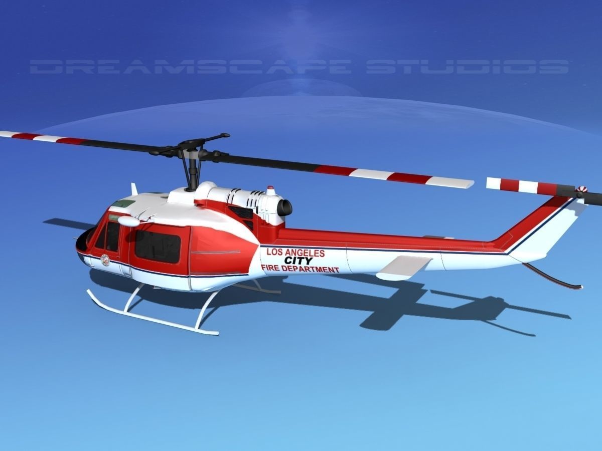 Bell 204 Los Angeles FD 3D model animated rigged | CGTrader