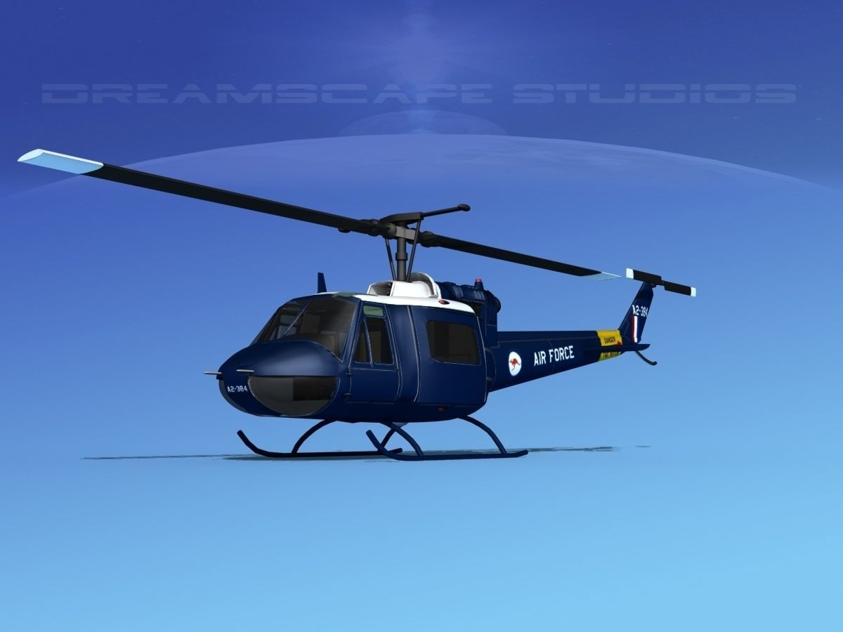 Bell UH-1B Iroquois V16 RAAF 3D model animated rigged | CGTrader