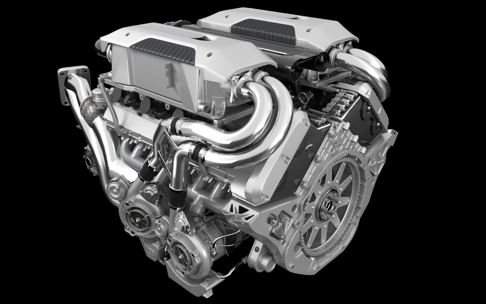 3D model Bugatti W16 Engine - Chiron - Divo VR / AR / low-poly | CGTrader