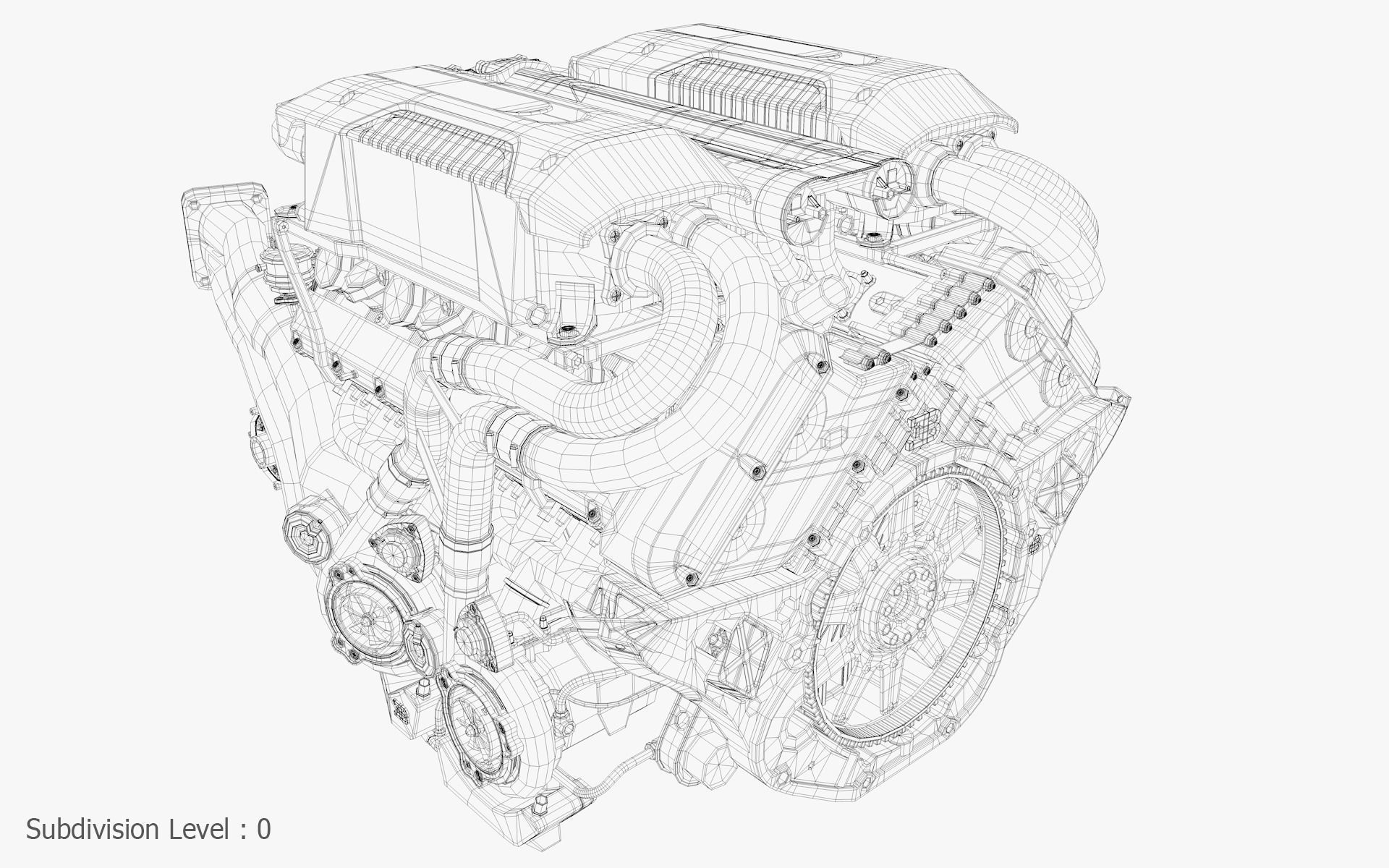 3D model Bugatti W16 Engine - Chiron - Divo VR / AR / low-poly | CGTrader