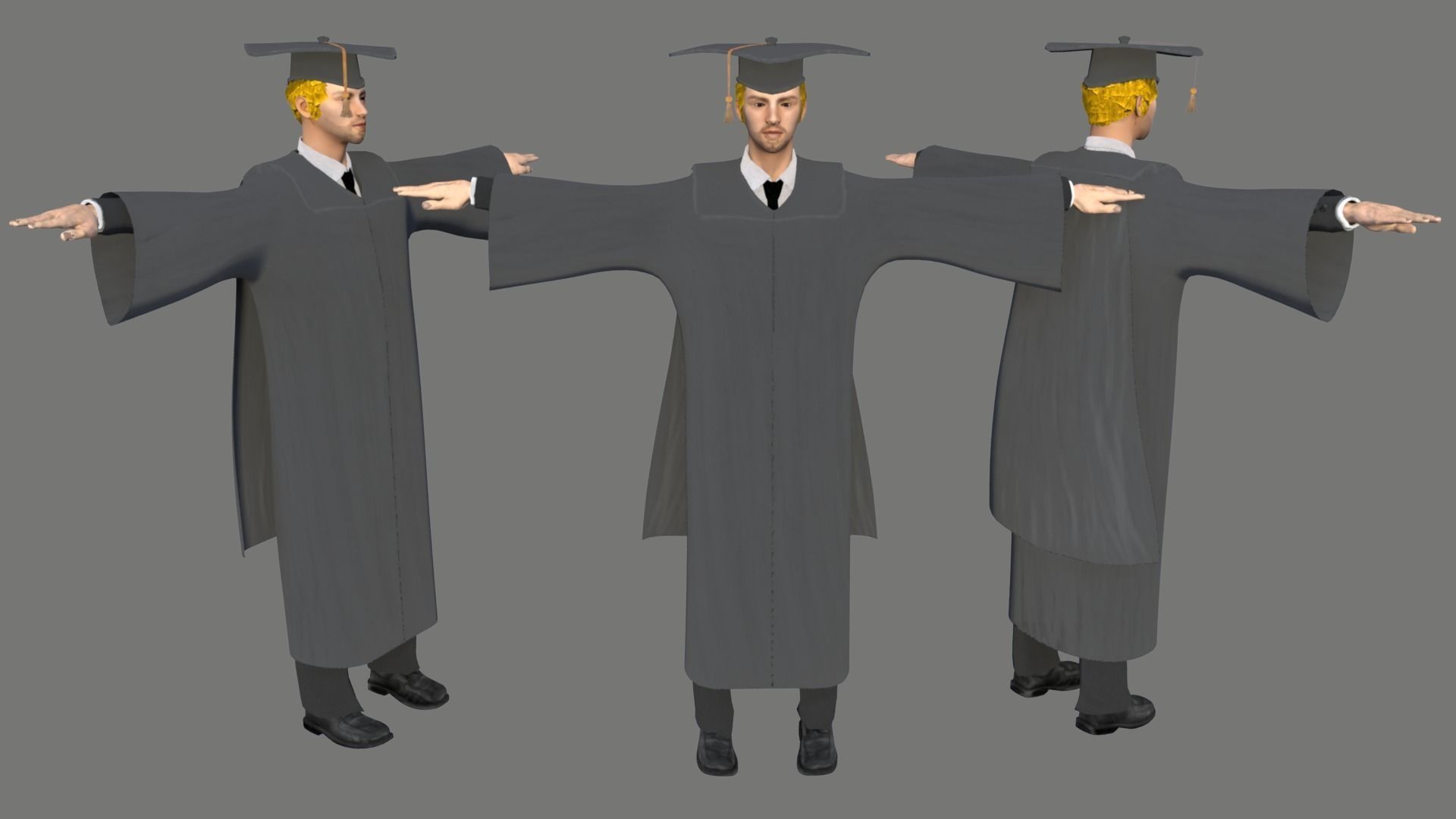 3D model Academic Gown Male Graduate 3D model W VR / AR / low-poly ...