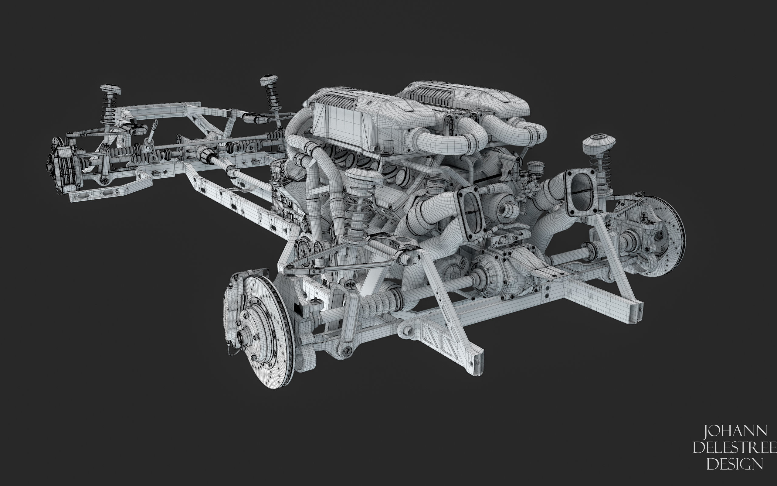 3D Concept Car and Chassis 3D model rigged | CGTrader