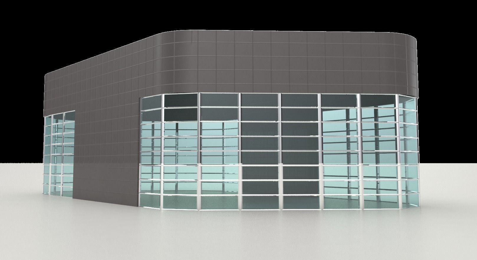 Architectural stand alone structure with storefront windows 3D model ...