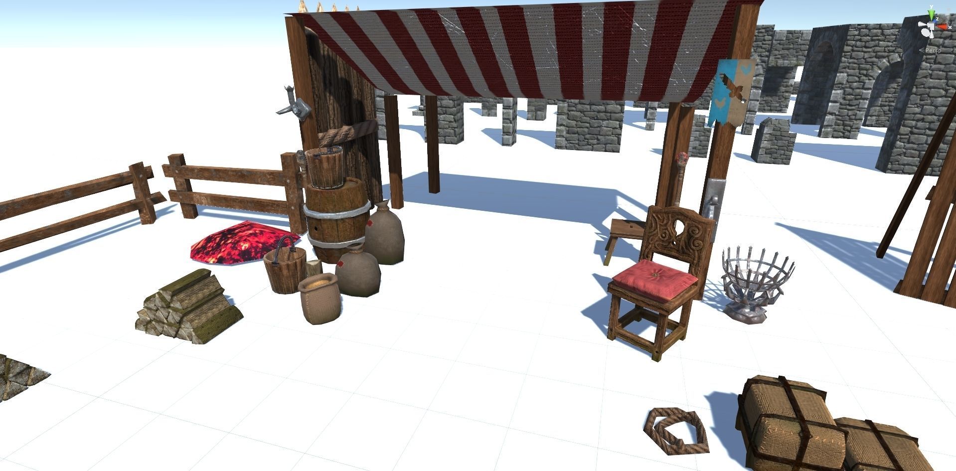 Castel Walls n Props I 66 Items I PBR I Optimized I free VR / AR / low ...