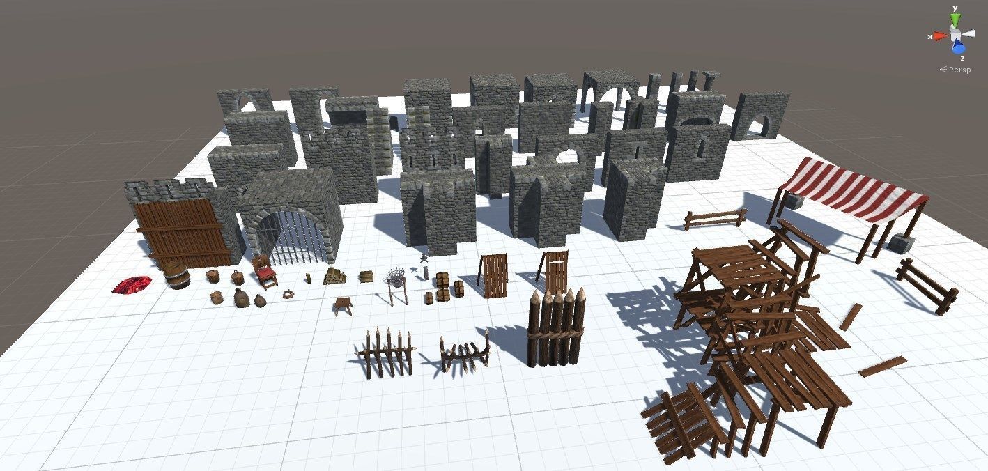 Castel Walls n Props I 66 Items I PBR I Optimized I free VR / AR / low ...