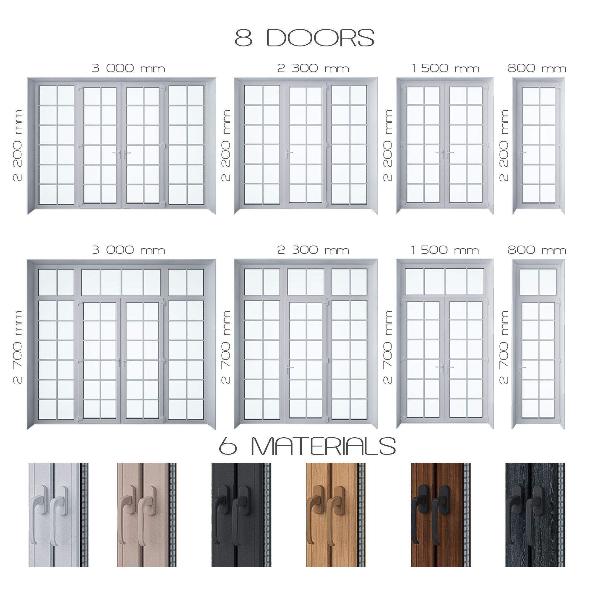 Door Set four french doors 3D model | CGTrader