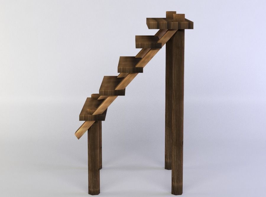 3D model Wooden Stairs VR / AR / low-poly | CGTrader