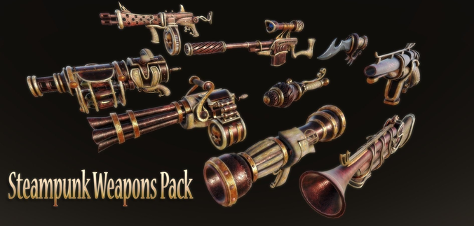 3D model Steampunk Weapon Pack VR / AR / low-poly | CGTrader