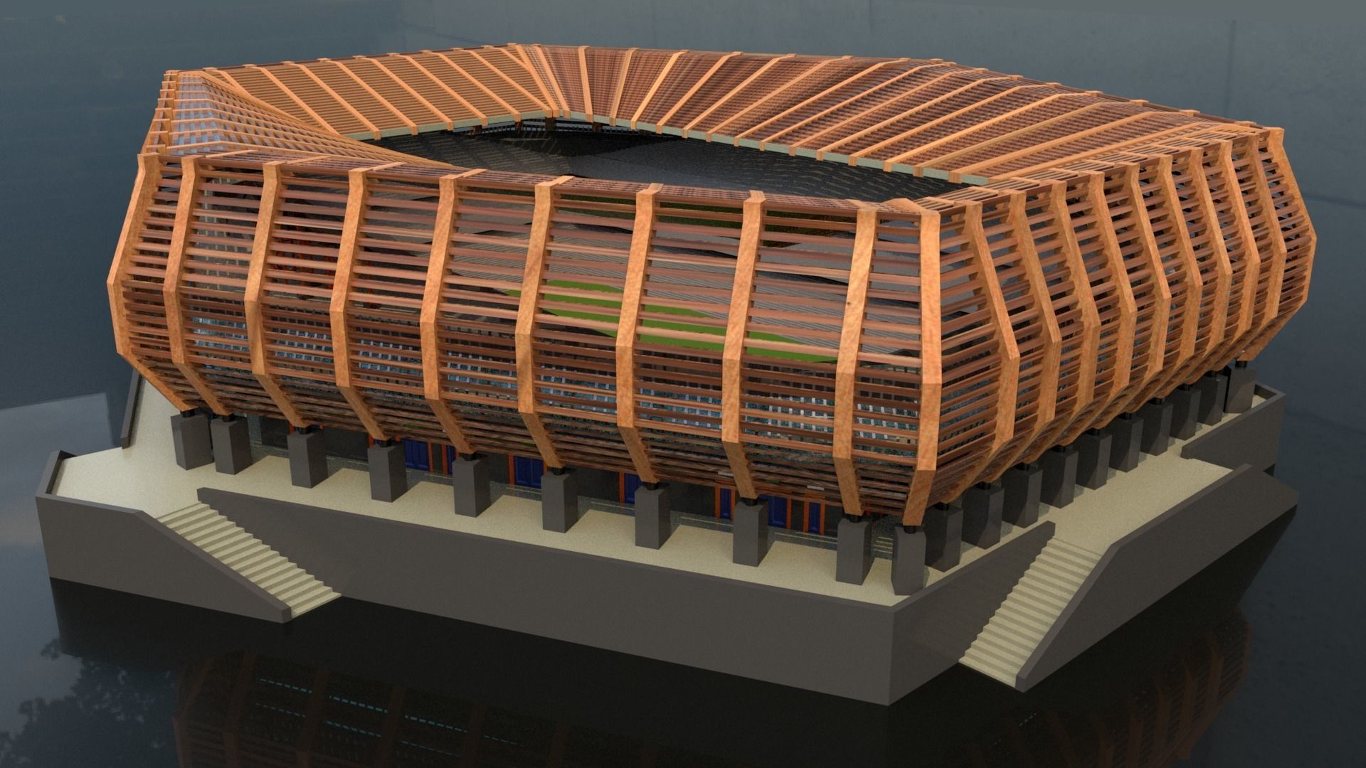 Stadium Wood Exterior 3D model | CGTrader