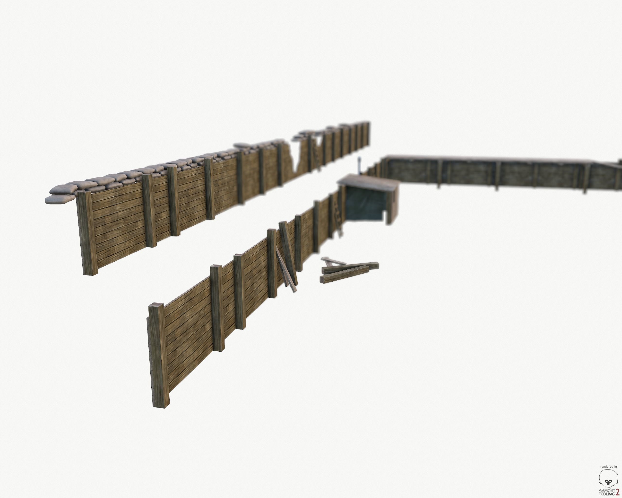 Trench System World War Modular free VR / AR / low-poly 3D model | CGTrader