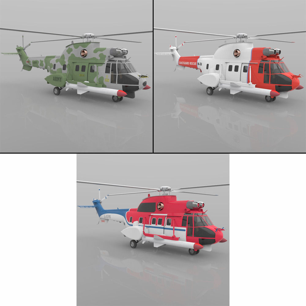 Super Puma AS-332B Helicopter 3D model | CGTrader