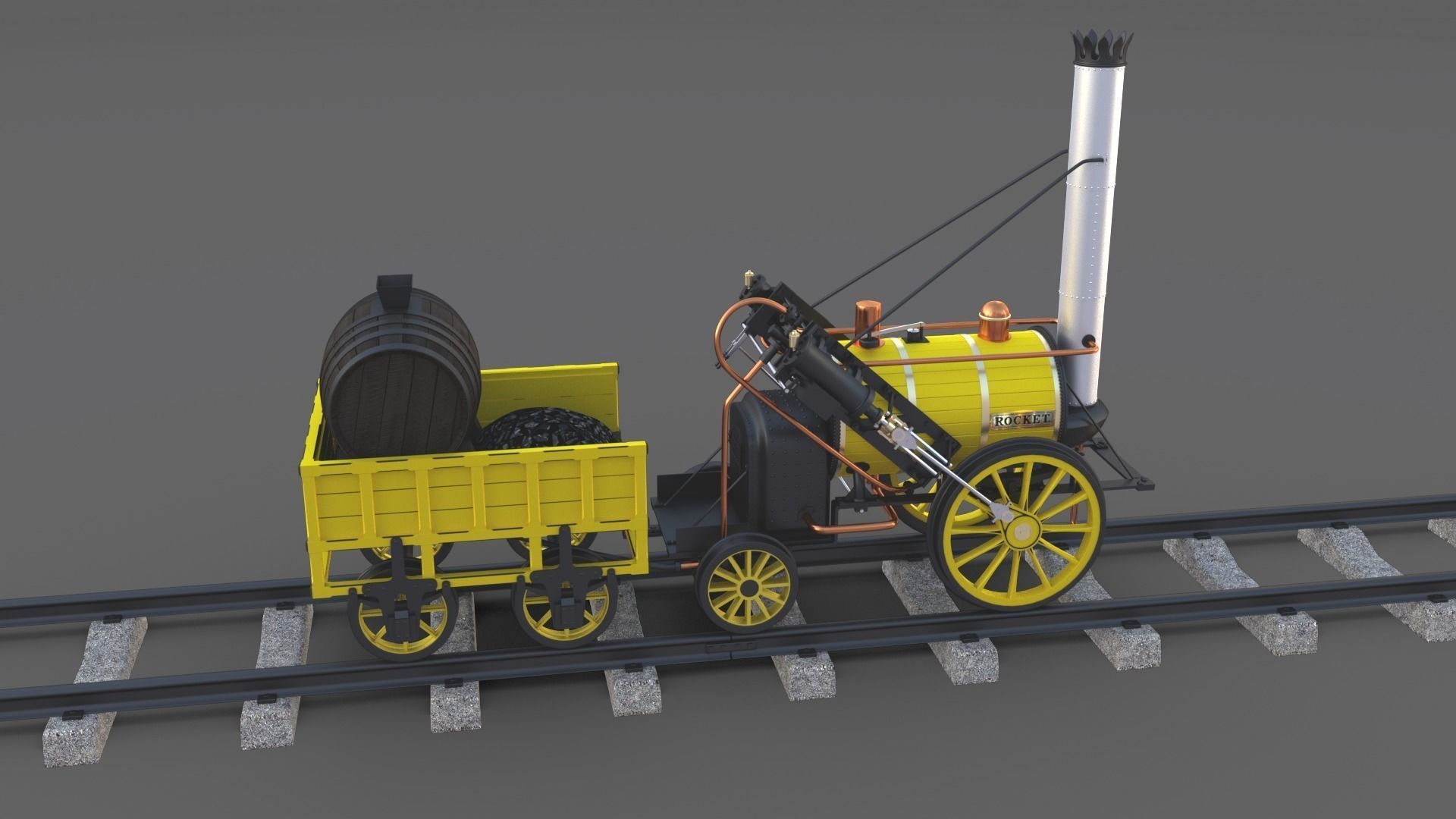 The Stephenson Animated Rocket Locomotive 3D model animated | CGTrader