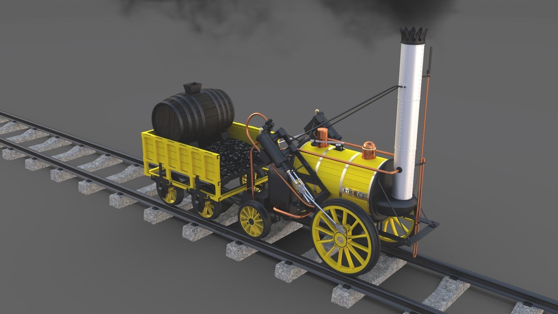 The Stephenson Animated Rocket Locomotive 3D model animated | CGTrader