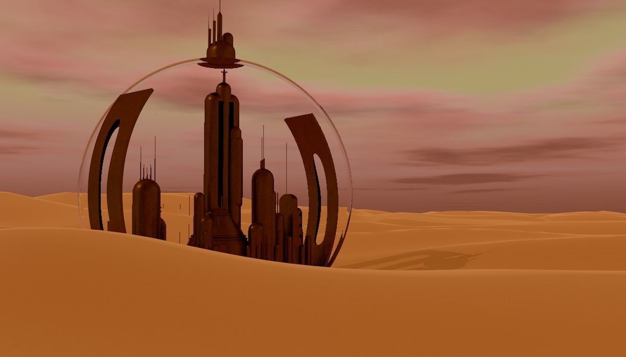 Gallifrey 3D model futuristic city in desert 3D model | CGTrader