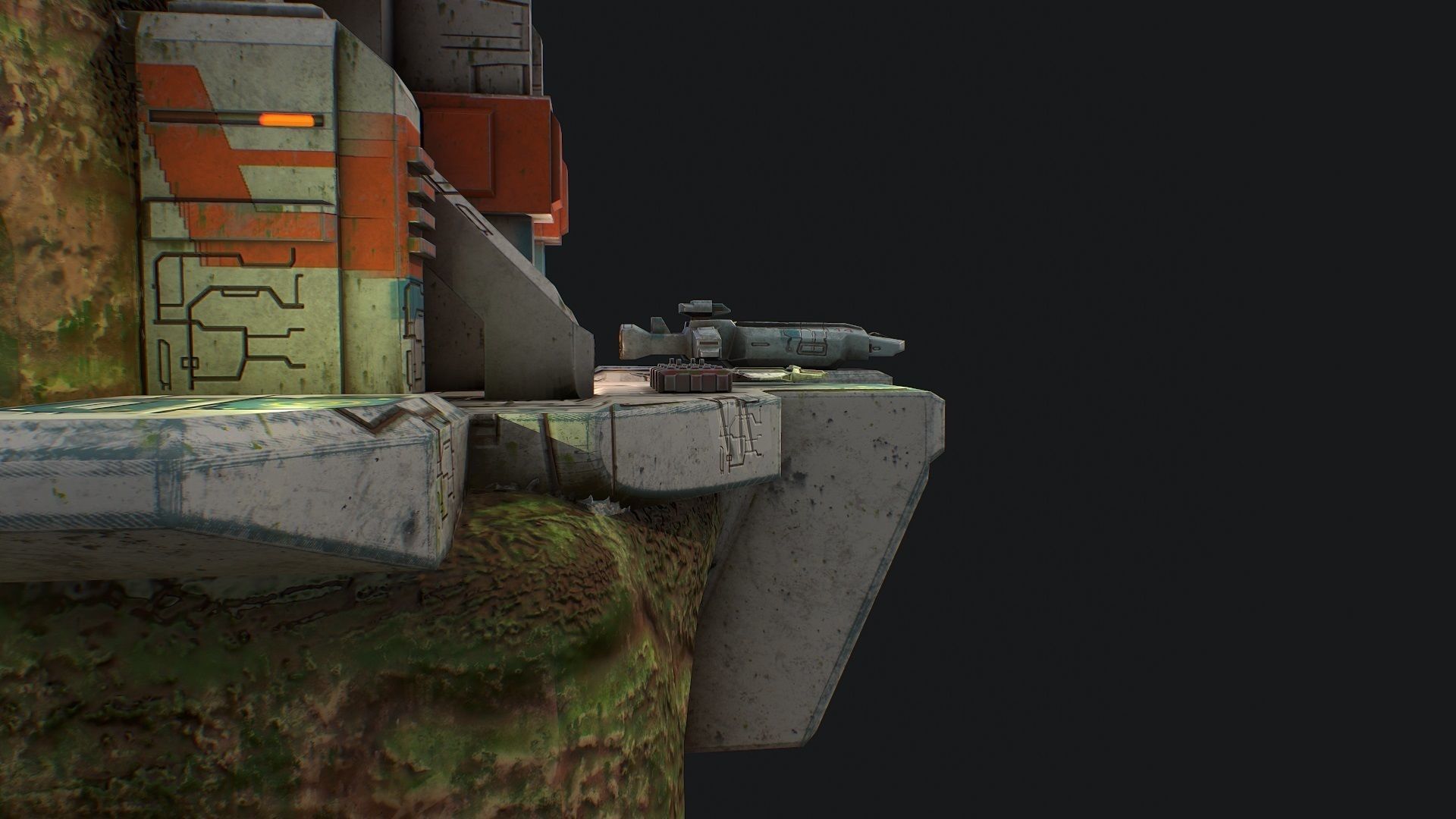 3D model Low poly sci fi outpost buildings on cliffs environment VR / AR / low-poly | CGTrader