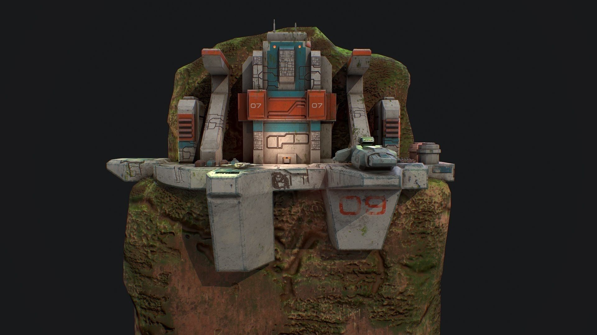 3D model Low poly sci fi outpost buildings on cliffs environment VR / AR / low-poly | CGTrader