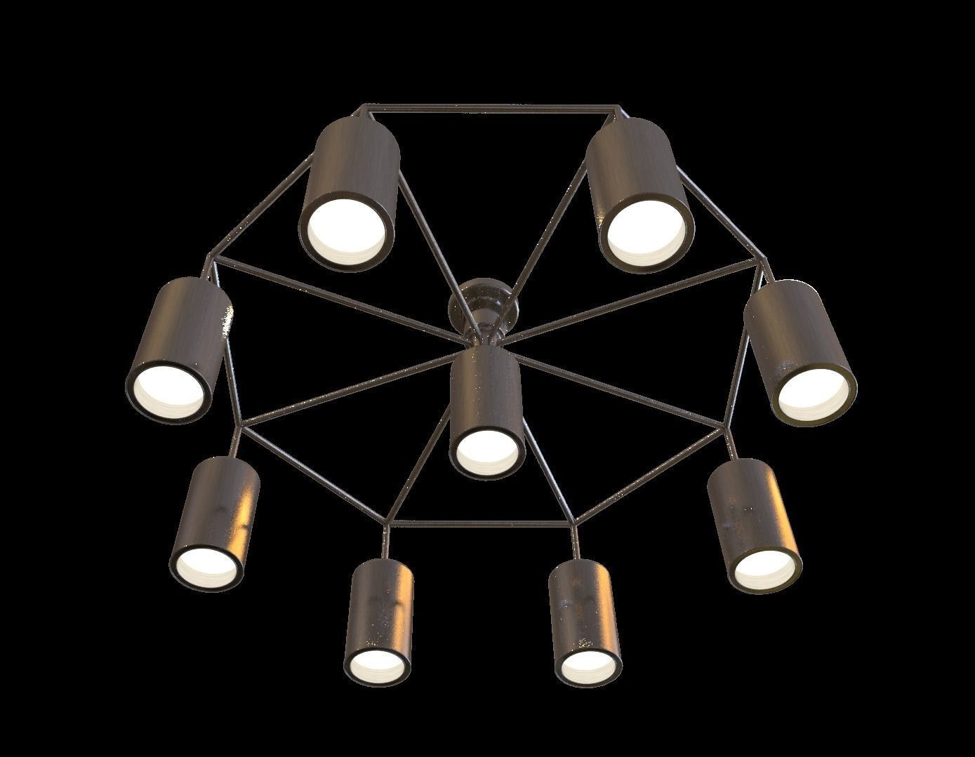 3D model Ceiling hung light fixture octagonal modern 1