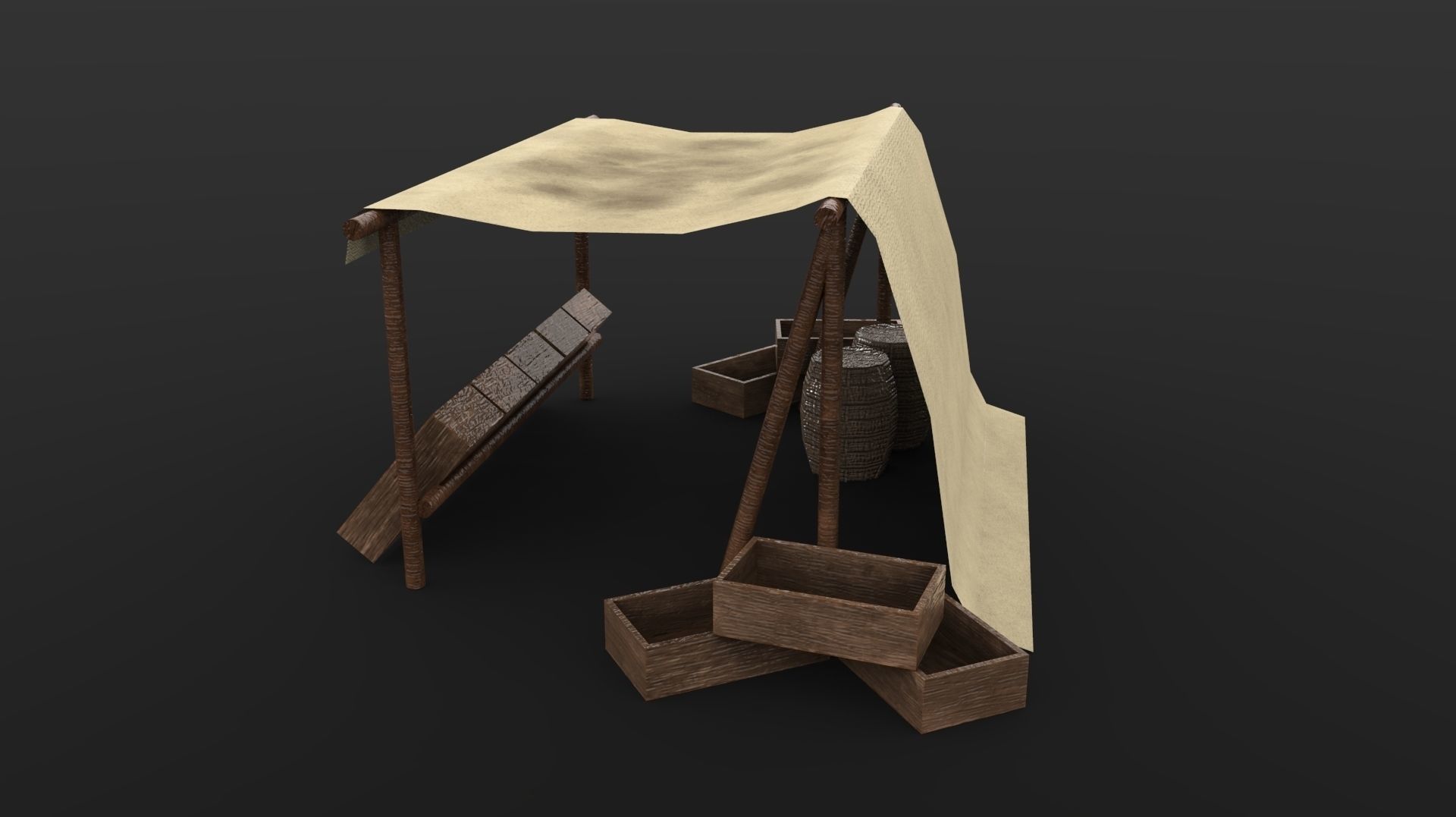 3D model Market Stall Set VR / AR / low-poly | CGTrader