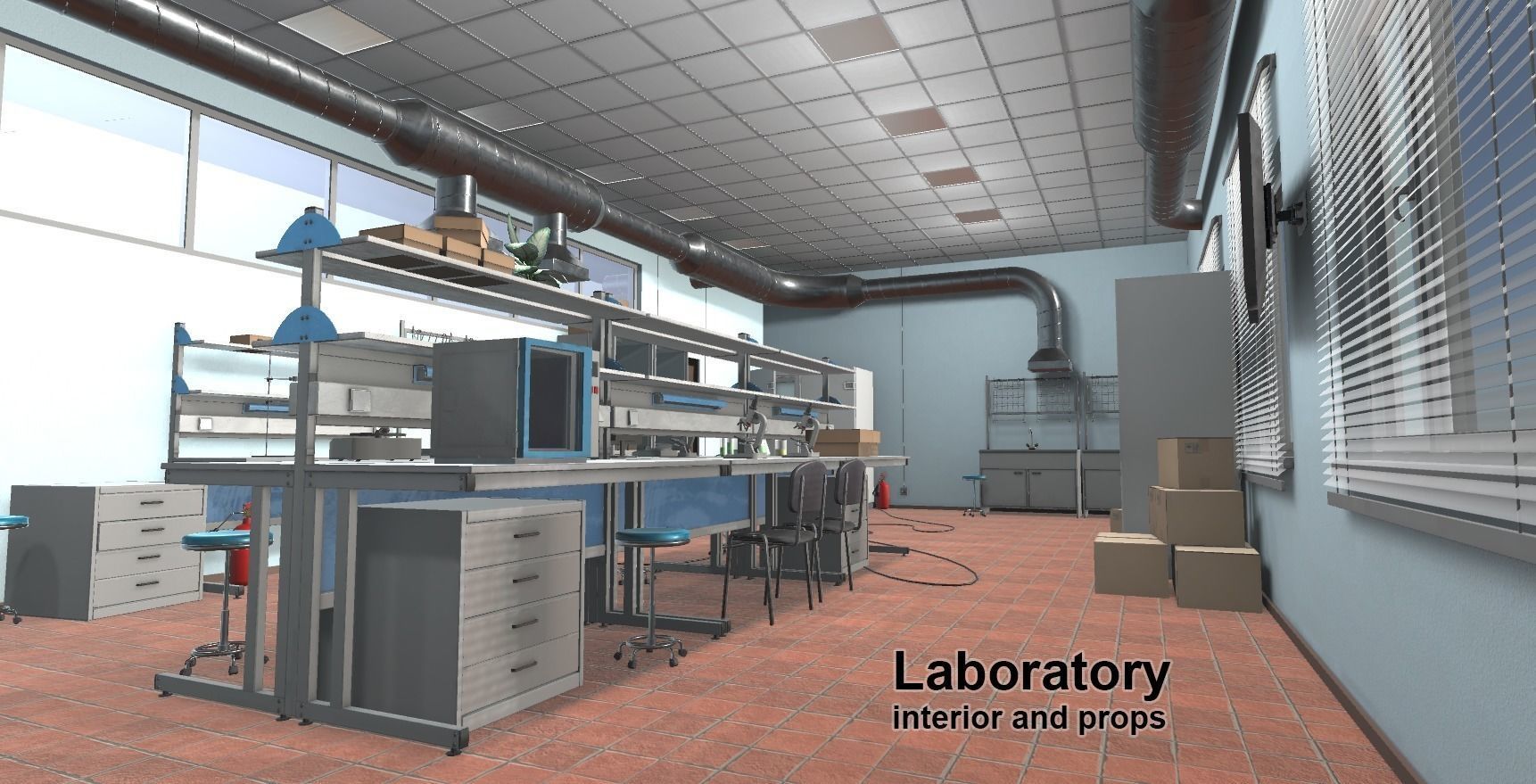 3D model Laboratory - interior and props VR / AR / low-poly | CGTrader