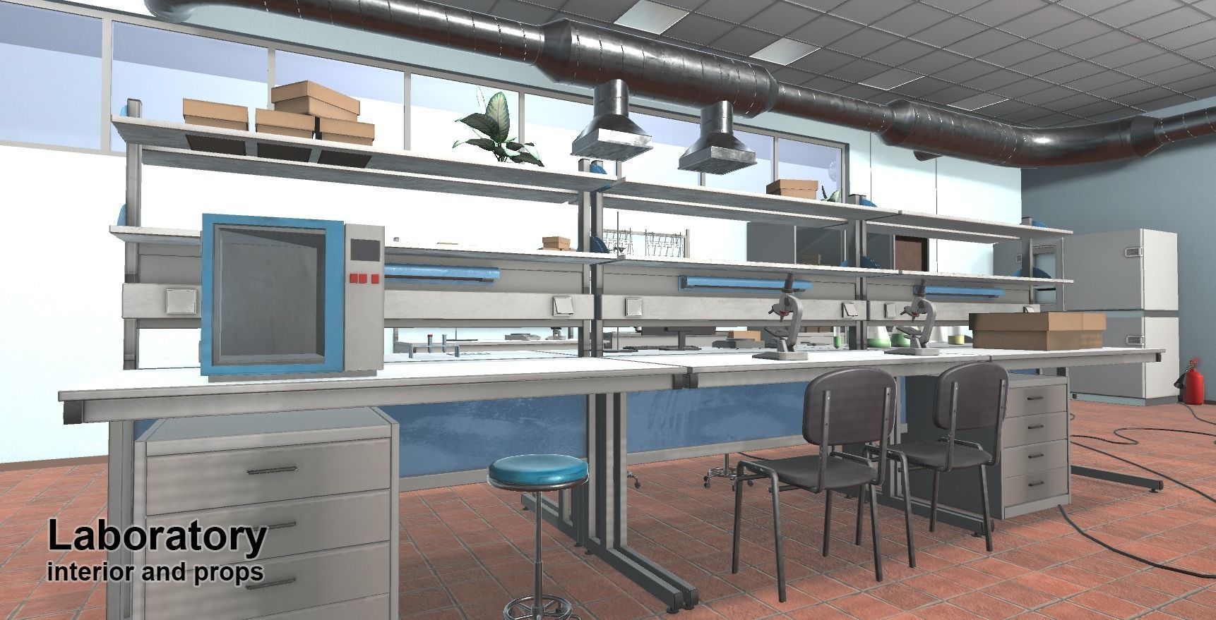 3D model Laboratory - interior and props VR / AR / low-poly | CGTrader