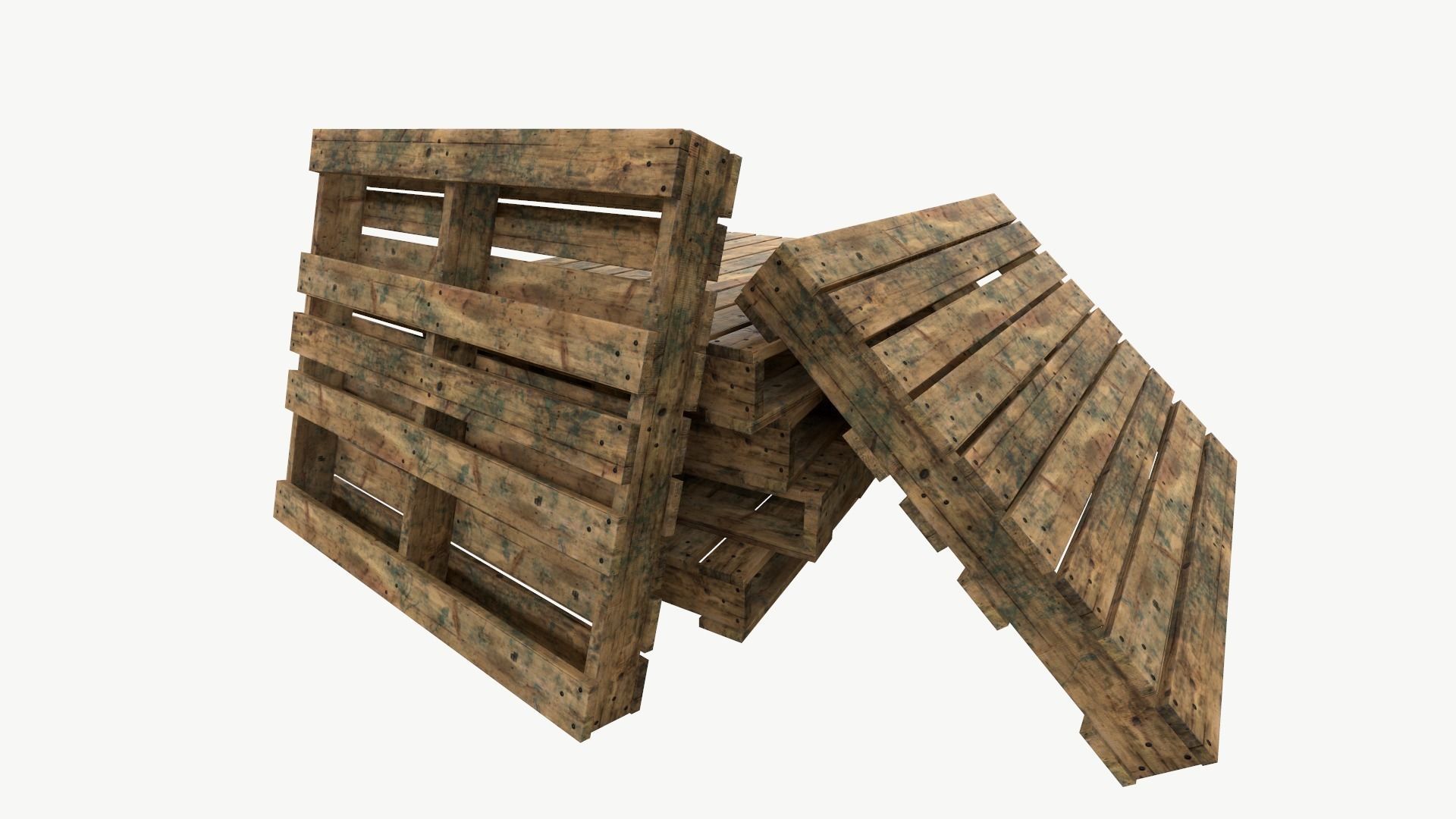 3D model pallet type industrial reversible 3 sets of textures VR / AR ...