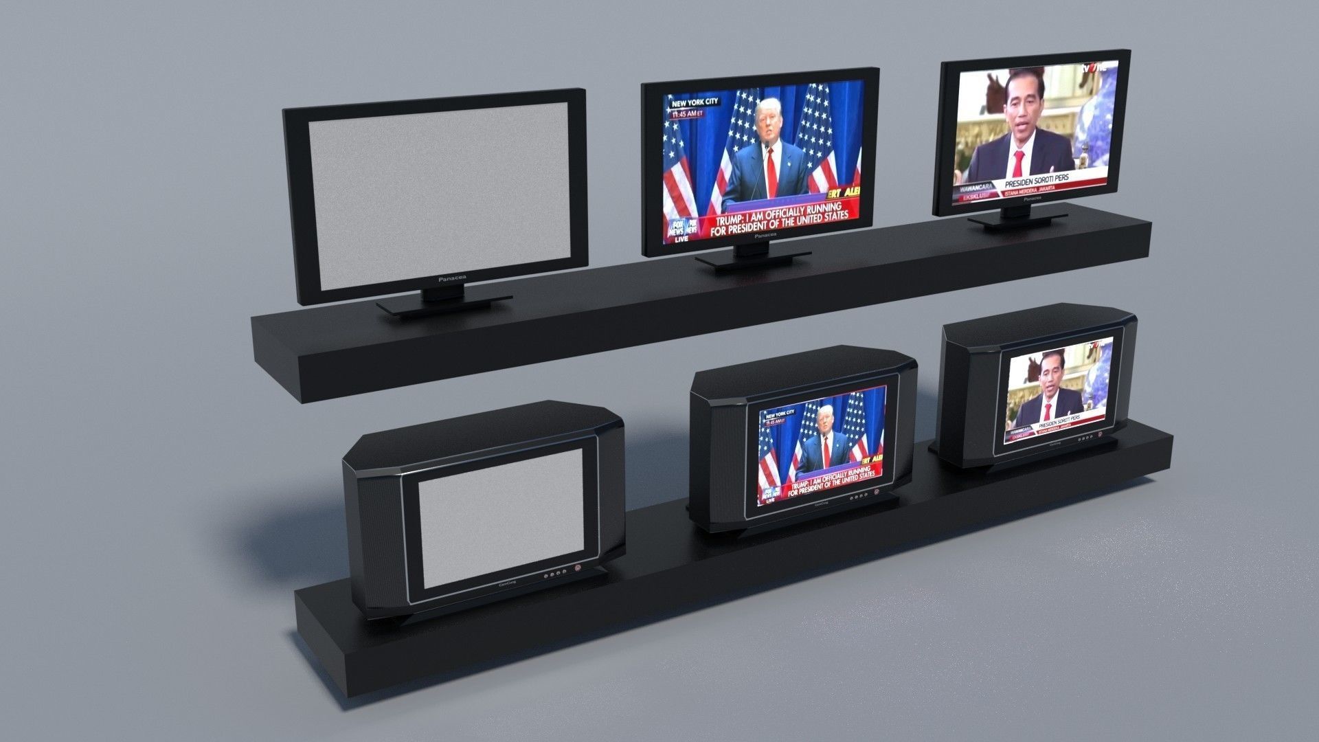 CRT and LCD TV 3D model | CGTrader