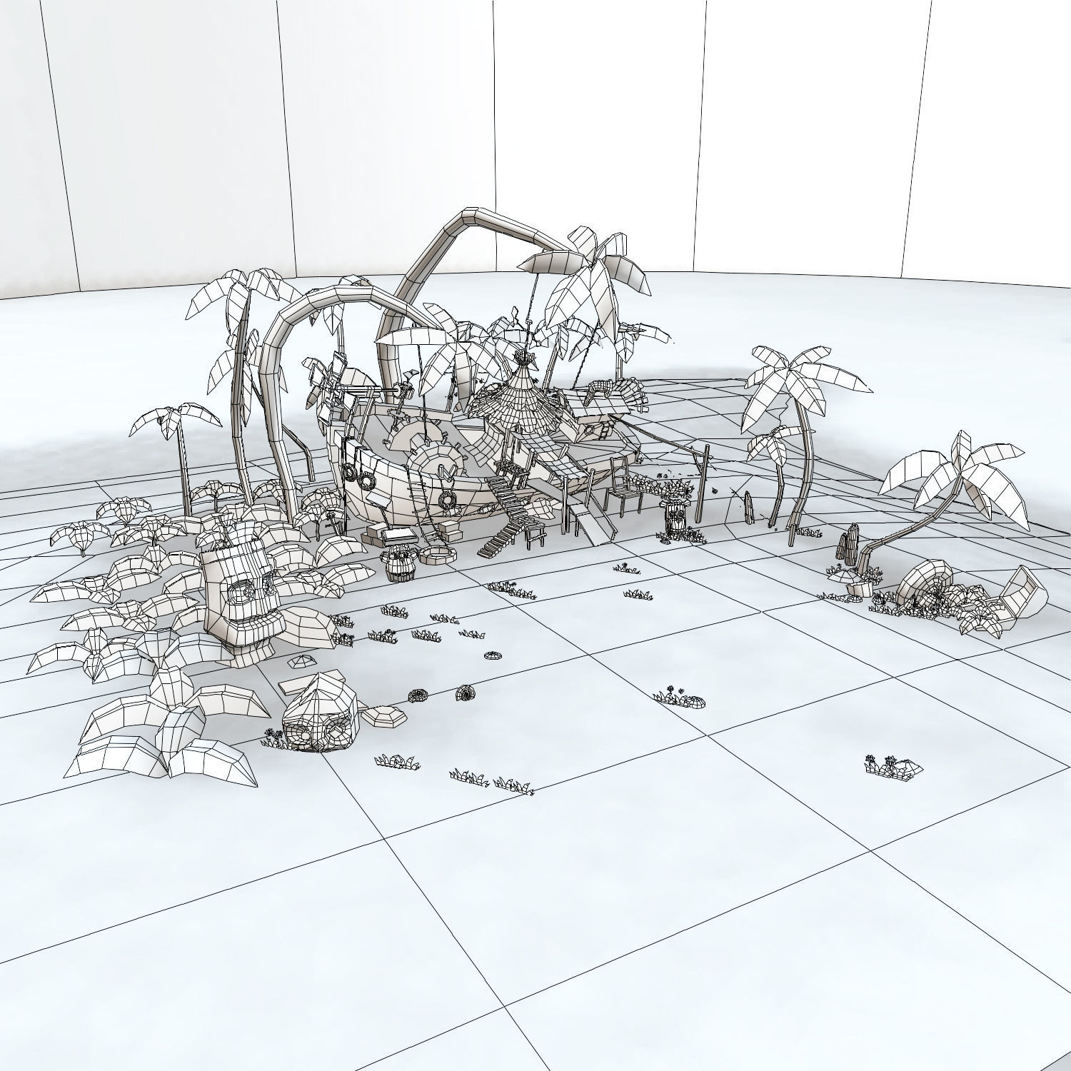 3D model Cartoony Shipwreck Scene VR / AR / low-poly | CGTrader