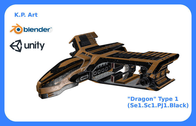 3D model Spaceship Dragon Type 1 Se1-Sc1-PJ1-Black VR / AR / low-poly ...