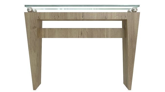 Wooden console table with glass top 3D model | CGTrader
