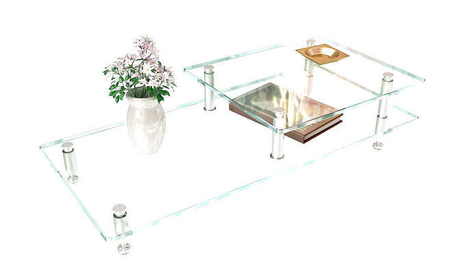 Double glass center table 3D model rigged | CGTrader