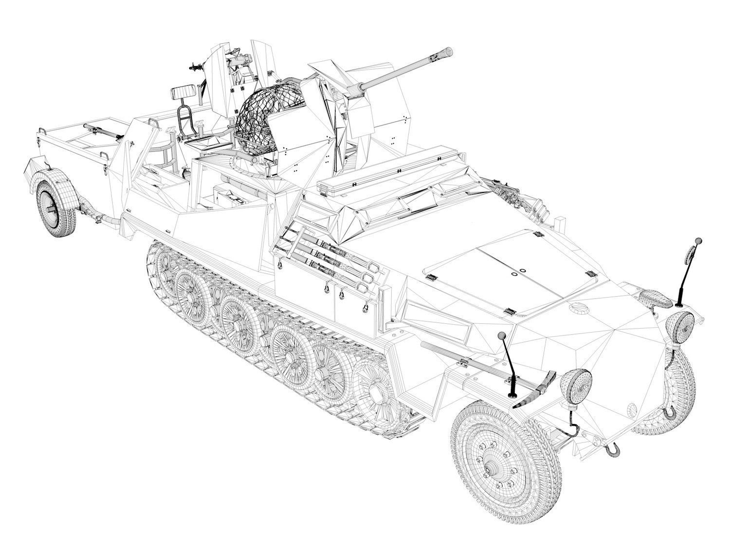 SDKFZ 251 Ausf C - Hanomag Anti-aircraft vehicle 3D model | CGTrader
