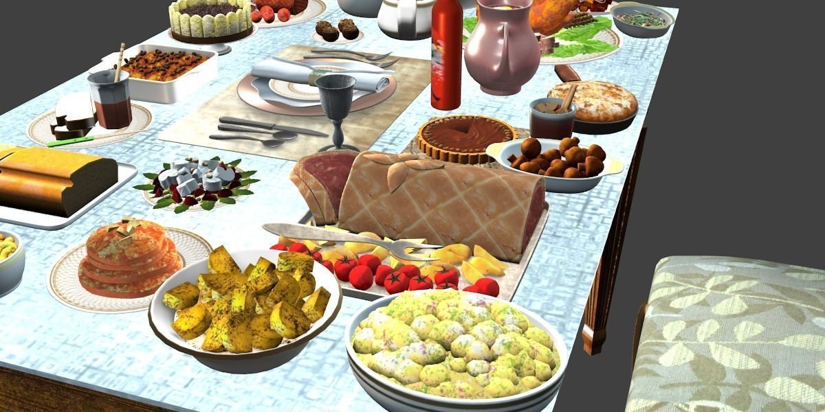 Table Full Of Foods 3D model | CGTrader
