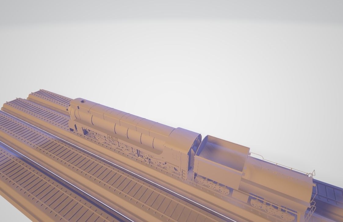 Streamlined Steam Locomotive and Tender - Vintage Train 3D model | CGTrader