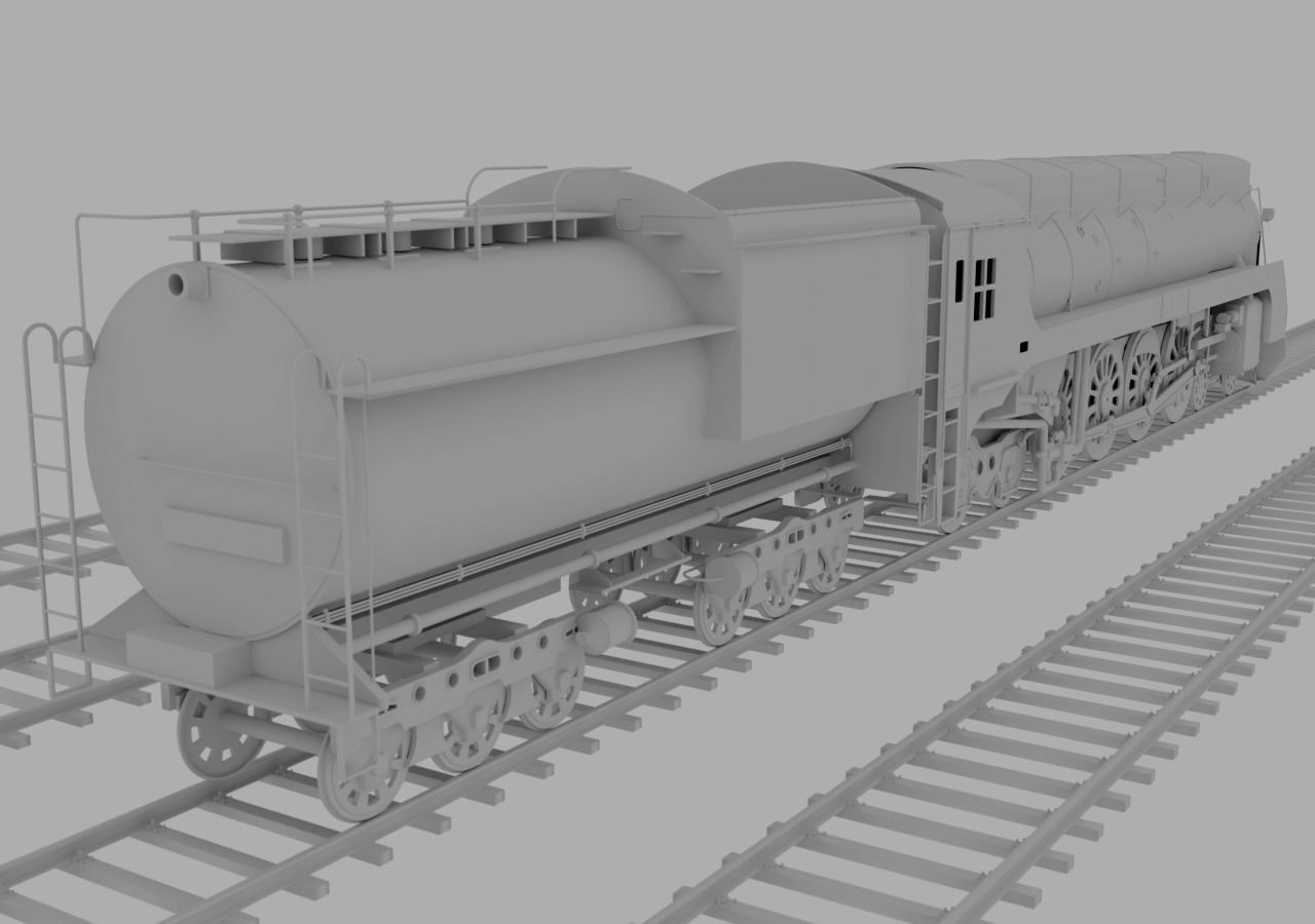 Streamlined Steam Locomotive and Tender - Vintage Train 3D model | CGTrader